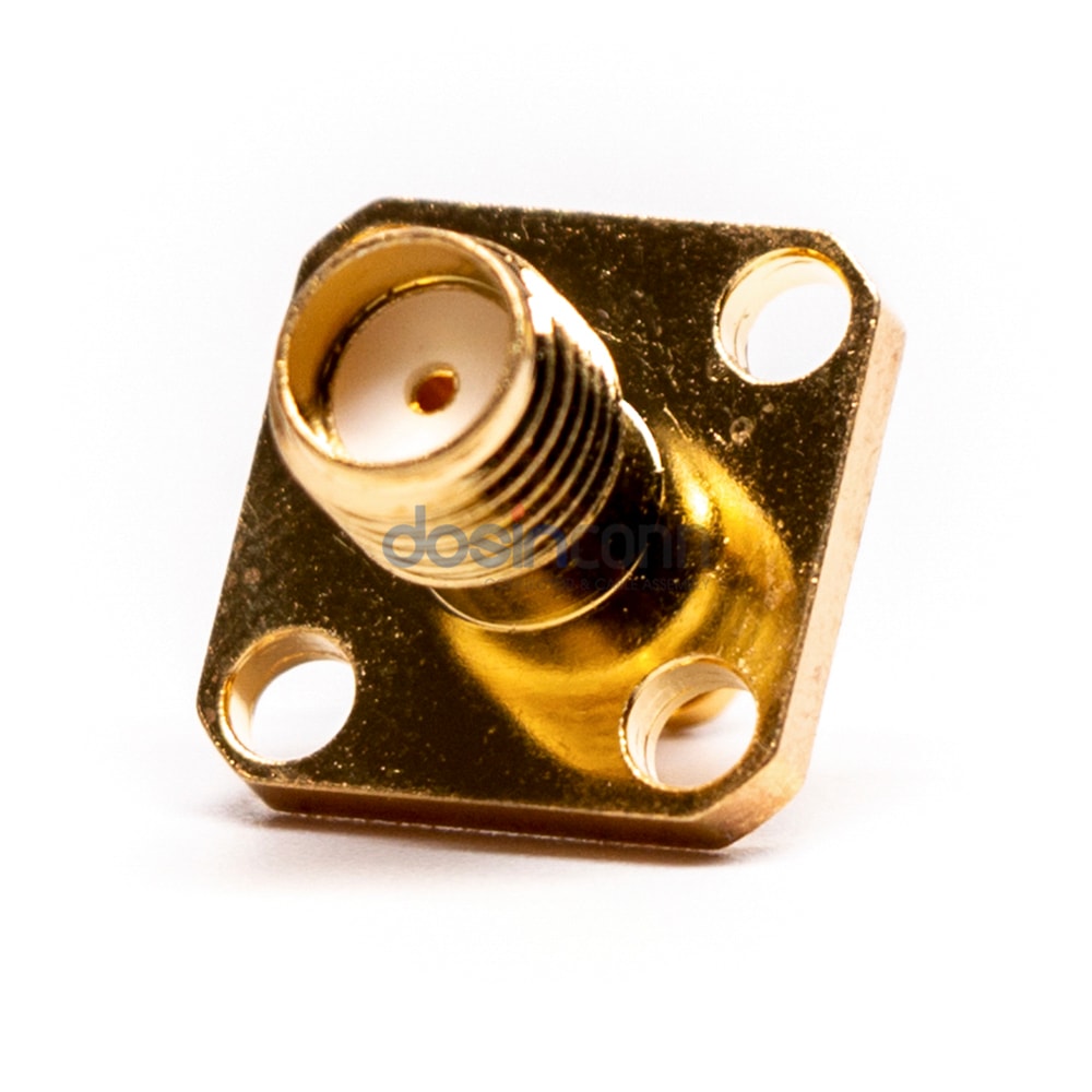 Coaxial Connector SMA Straight Jack Female Pin Panel Mount Four Flange ...