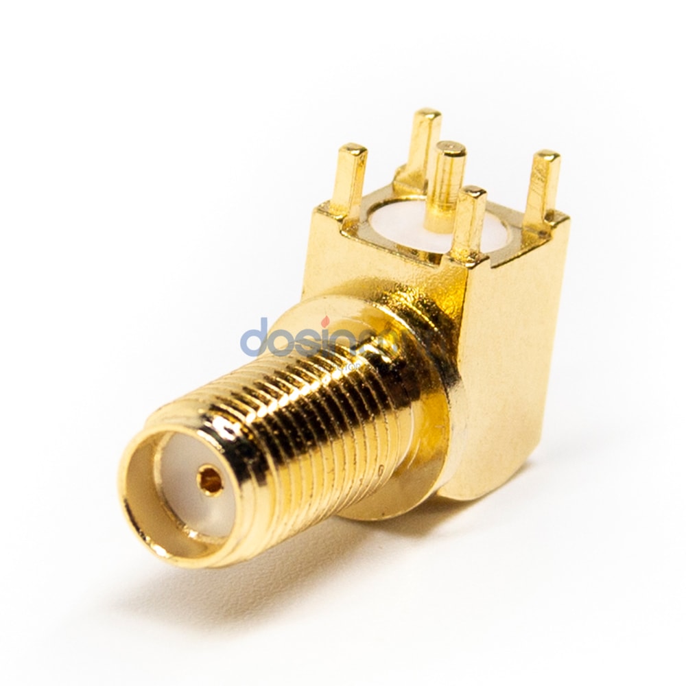 Coaxial Connector SMA Right Angle Jack Female Pin Panel Mount Through Hole 50 Ohm - Dosin ...